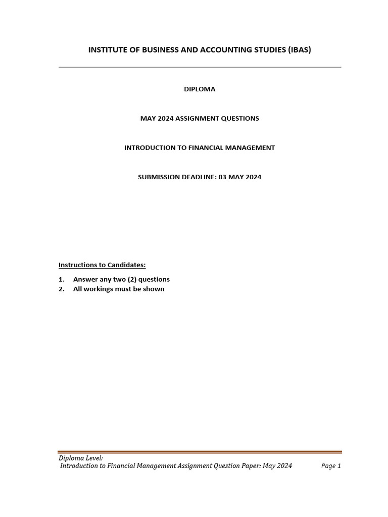 Assign QP 2024 May - DP11.2 Intro Fin MGT | PDF | Dividend | Balance Sheet