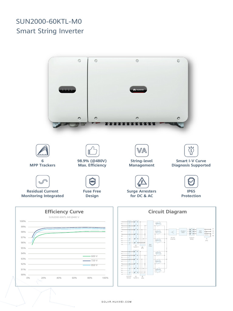 SUN2000-60KTL-M0 Smart String Inverter: Efficiency Curve Circuit ...