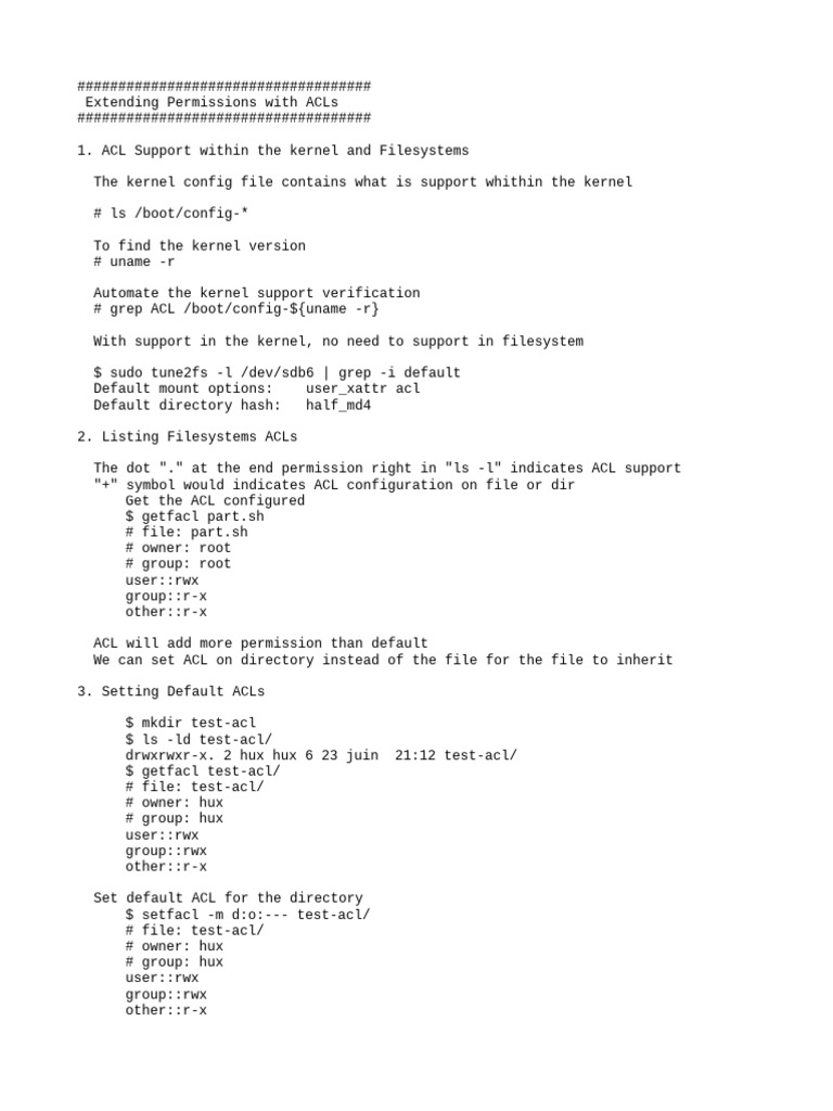 04 Extending Permissions ACLs | PDF | Operating System Families | Unix