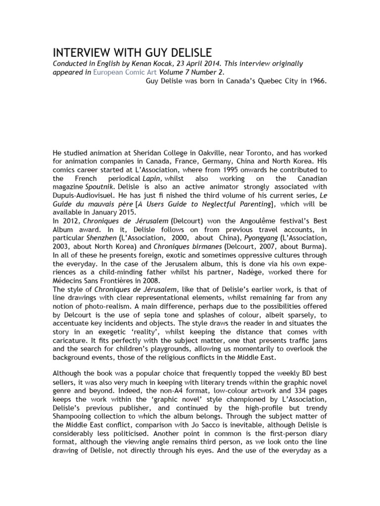 Interview With Guy Delisl1 | PDF