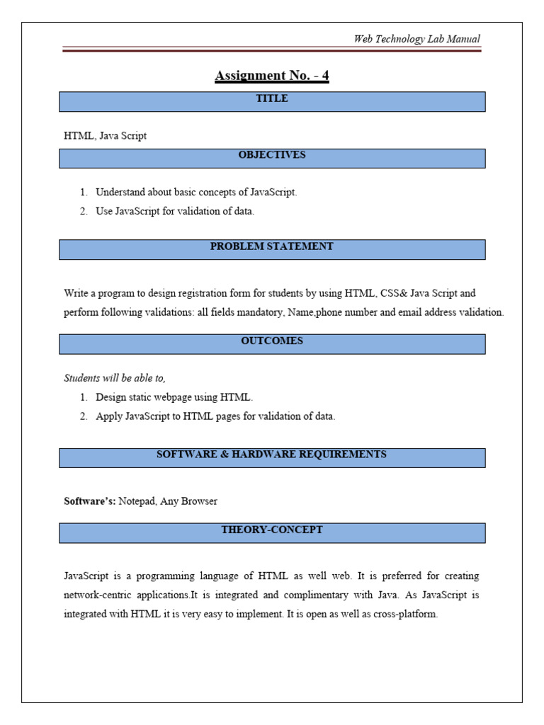 4 Java Script Assignment No 41 | PDF | Java Script | Networking 4 Java Script Assignment No 41 | PDF | Java Script | Networking