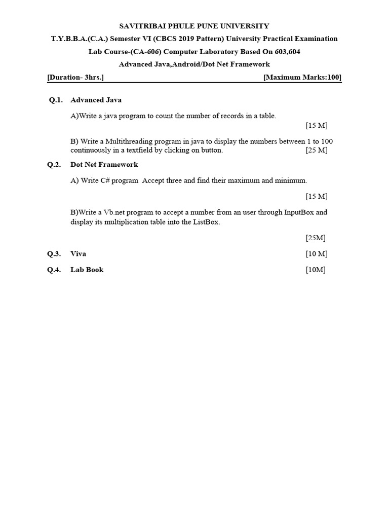 FInal TYBCA Java Slips VIiii | PDF | Java (Programming Language ...