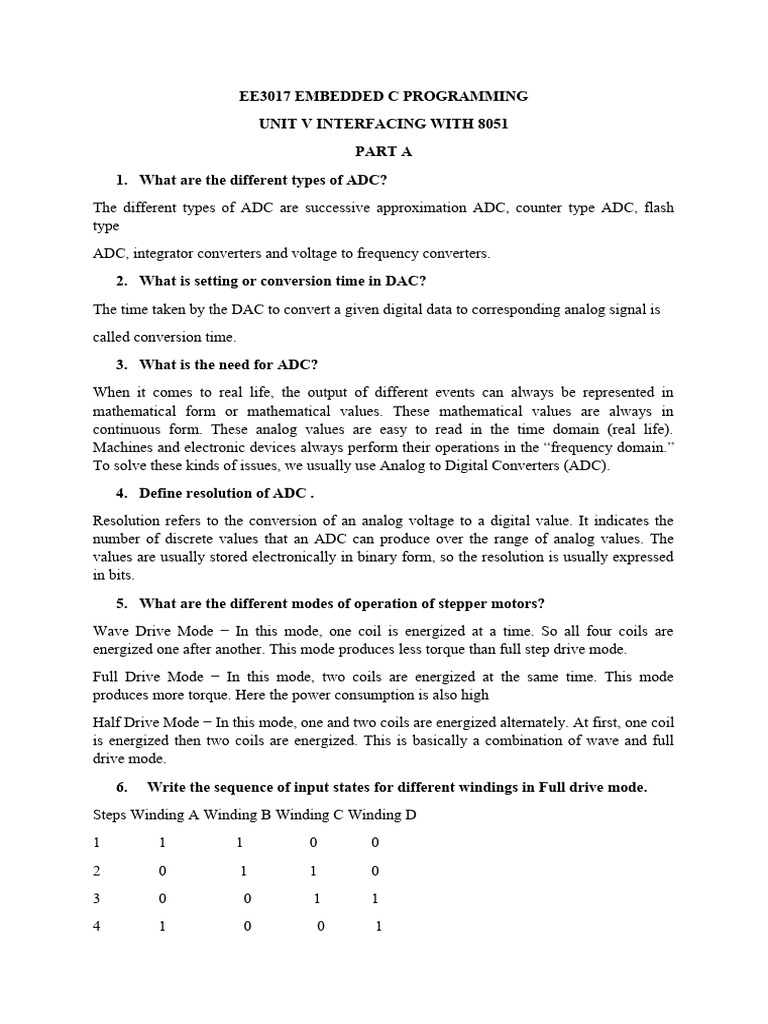 Unit-5 (2 Mark) | PDF | Analog To Digital Converter | Digital To Analog Converter