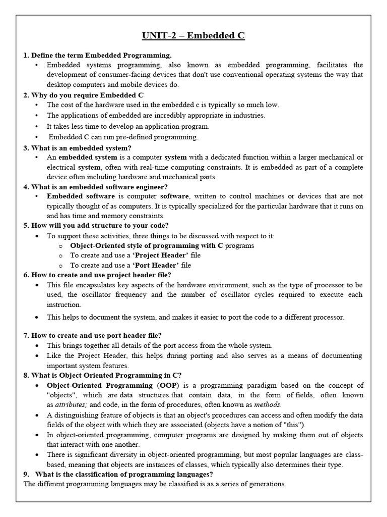 Unit-2-2 Mark | Download Free PDF | Object Oriented Programming ...