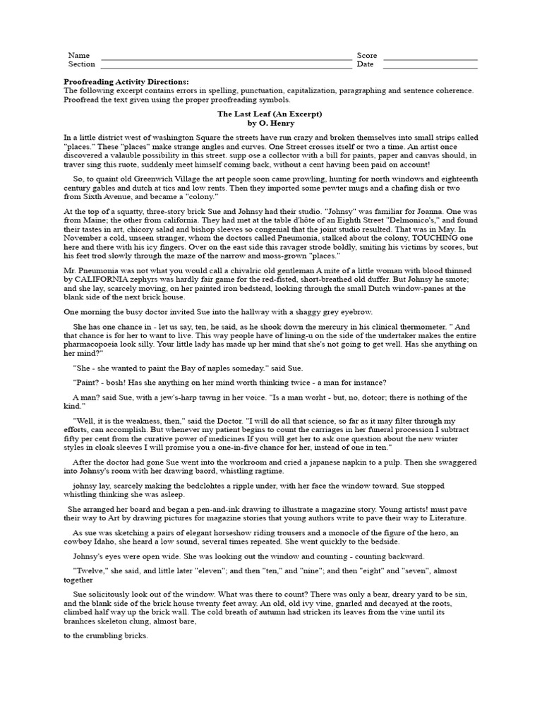 Proofreading Activity | PDF