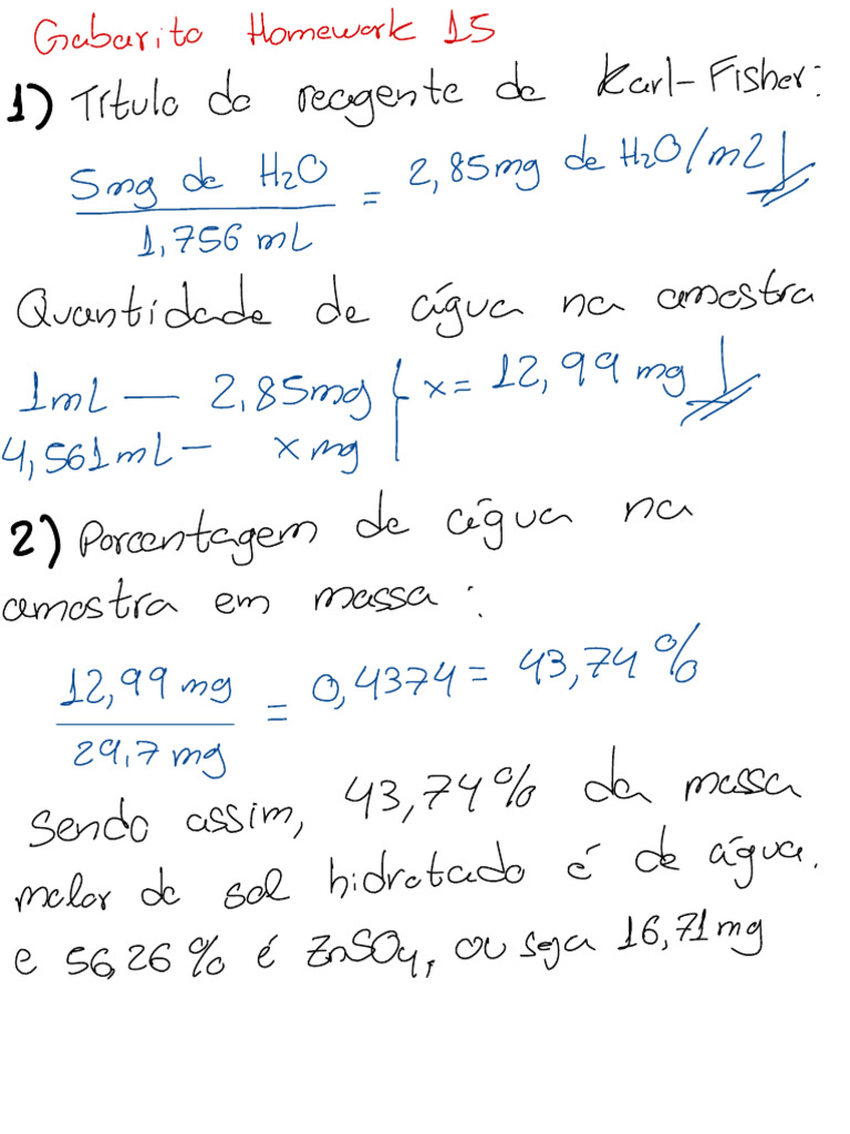 Gabarito Homework 15 | PDF