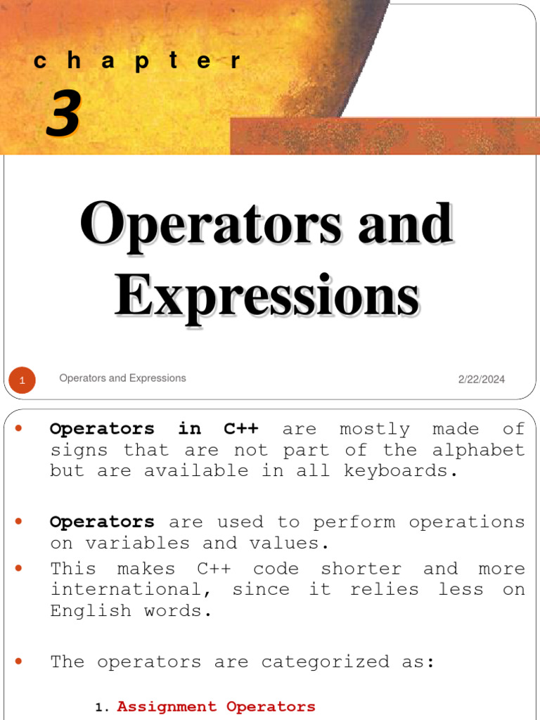 OPERATORS and EXPRESSIONS in C++ | PDF | Namespace | Computer Science