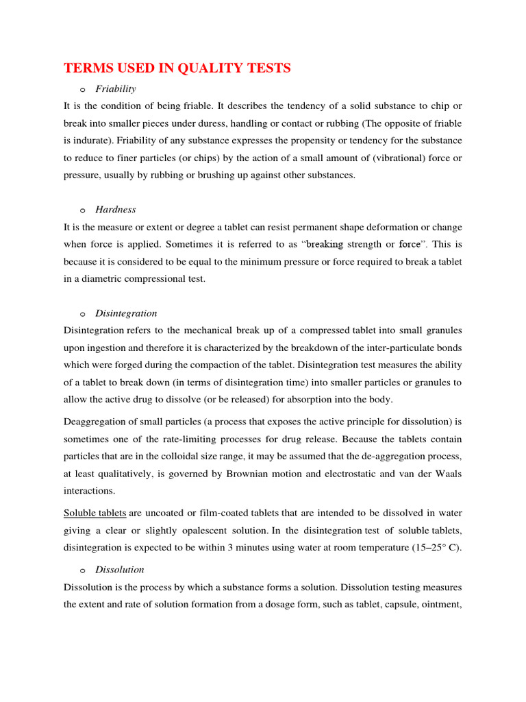 Terms For Quality Tests | PDF | Acid Dissociation Constant | Rheology