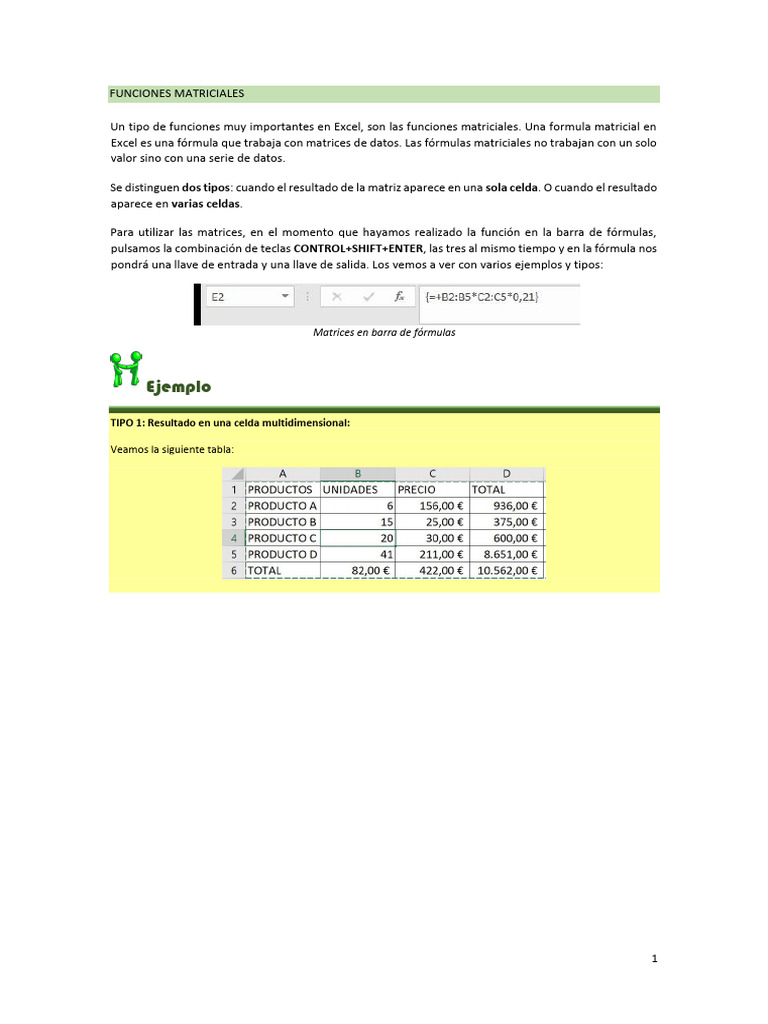 Funciones Matriciales en Excel | PDF | Matriz (Matemáticas) | Álgebra lineal