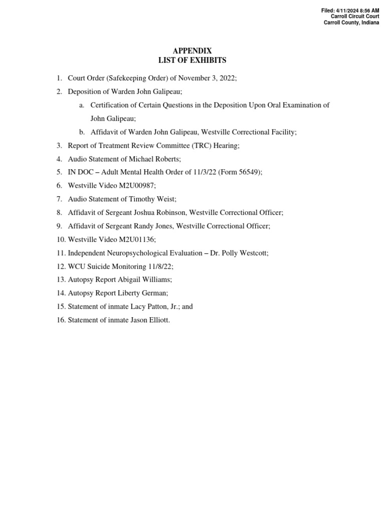 APPENDIX LIST OF EXHIBITS | PDF