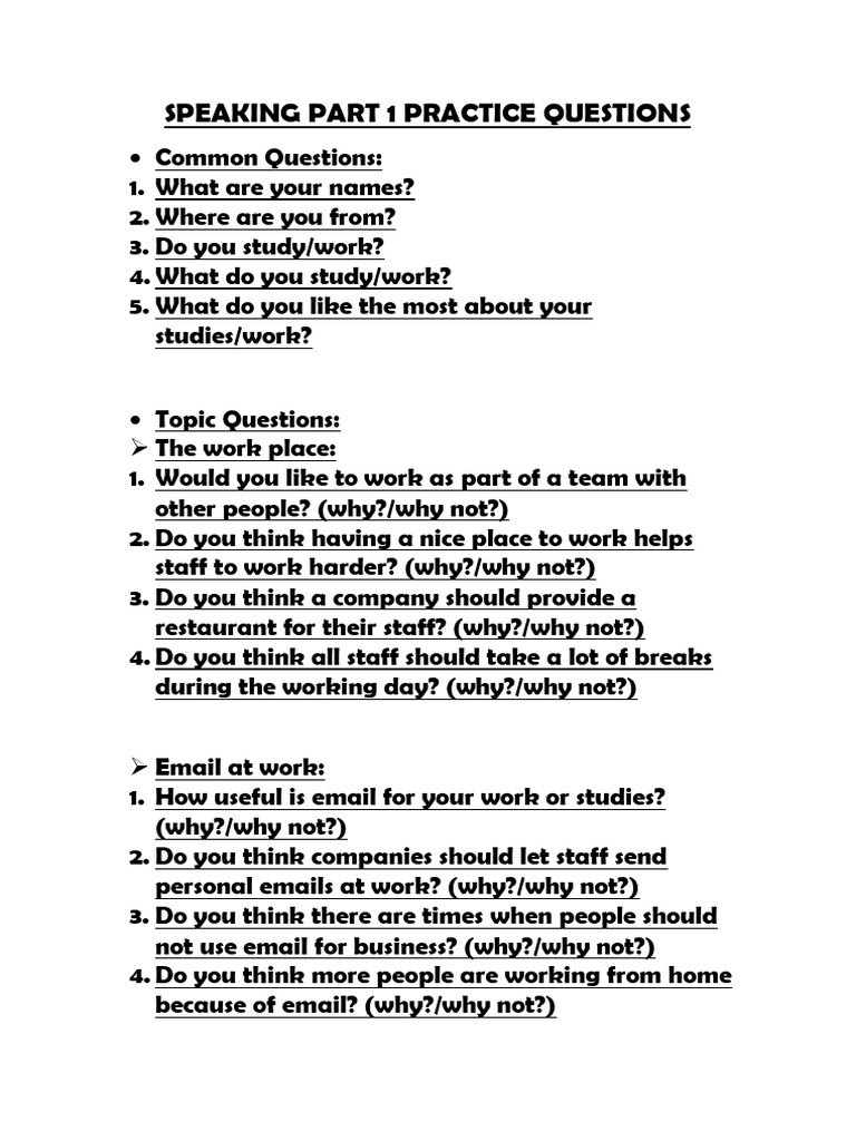 Speaking Part 1 | PDF