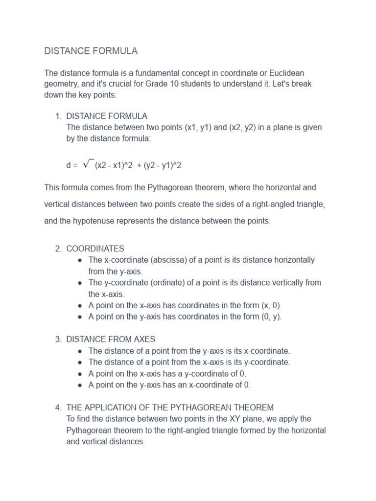 Distance Formula | Download Free PDF | Cartesian Coordinate System ...
