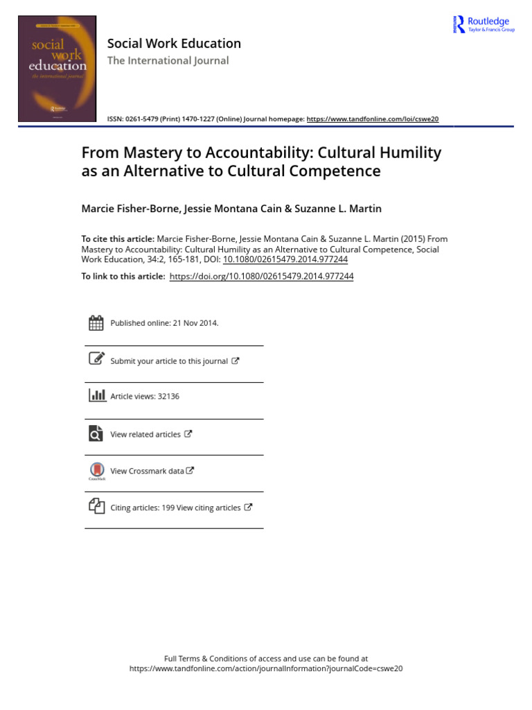 From Mastery to Accountability Cultural Humility as an Alternative to ...