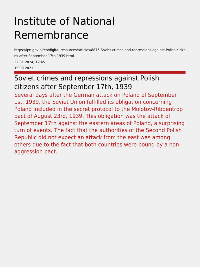 Soviet Crimes and Repressions Against Polish Citizens After September ...