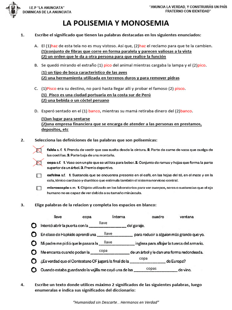 La Polisemia y Monosemia | PDF