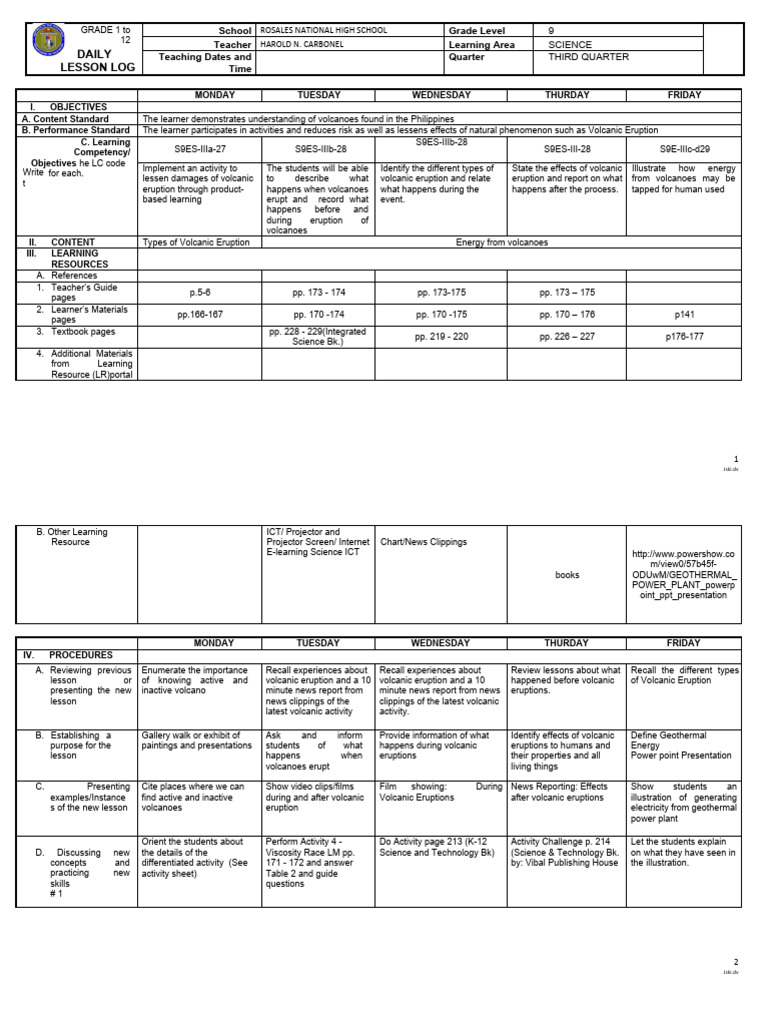 1ST Mod. DLL Part 2 3RD QRTR G9 | PDF | Volcano | Educational Technology