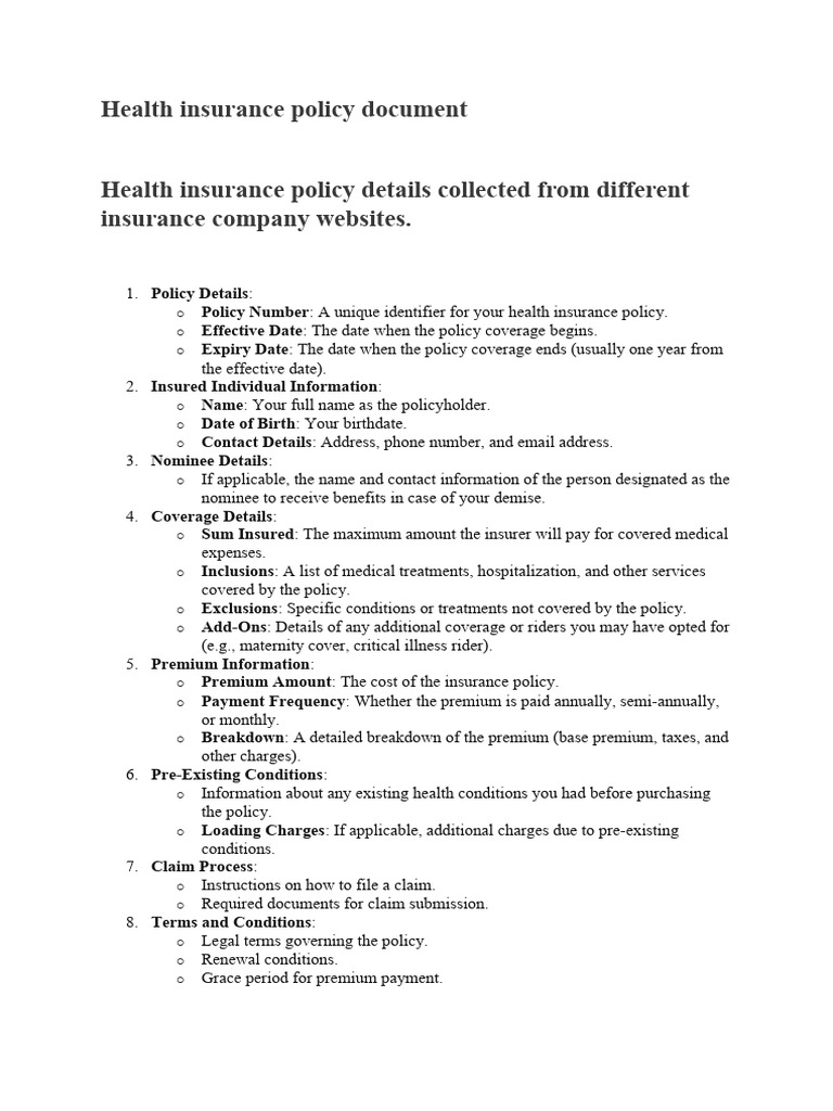 Health Insurance Product Details | PDF | Insurance | Medicine