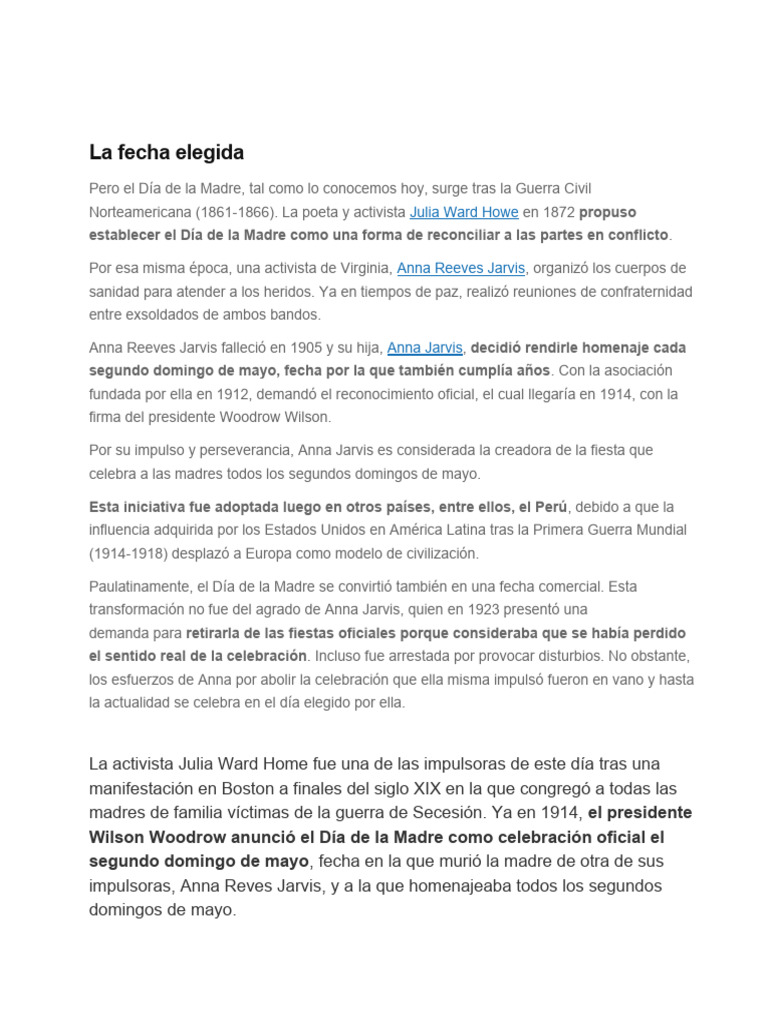 Dia de La Madre Fecha Civica | PDF