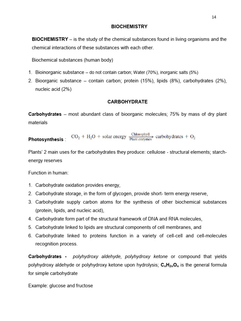 Biochem Lec Carbohydrates | PDF | Carbohydrates | Glucose