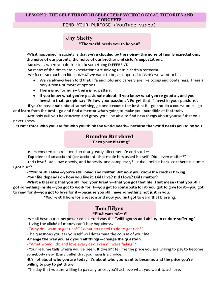 Understanding Self and Purpose in Psychology | PDF | Self Harm | Anxiety