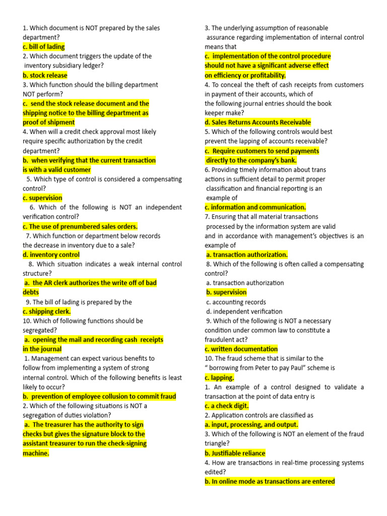 Ais Reviewer | Download Free PDF | Invoice | Internal Control