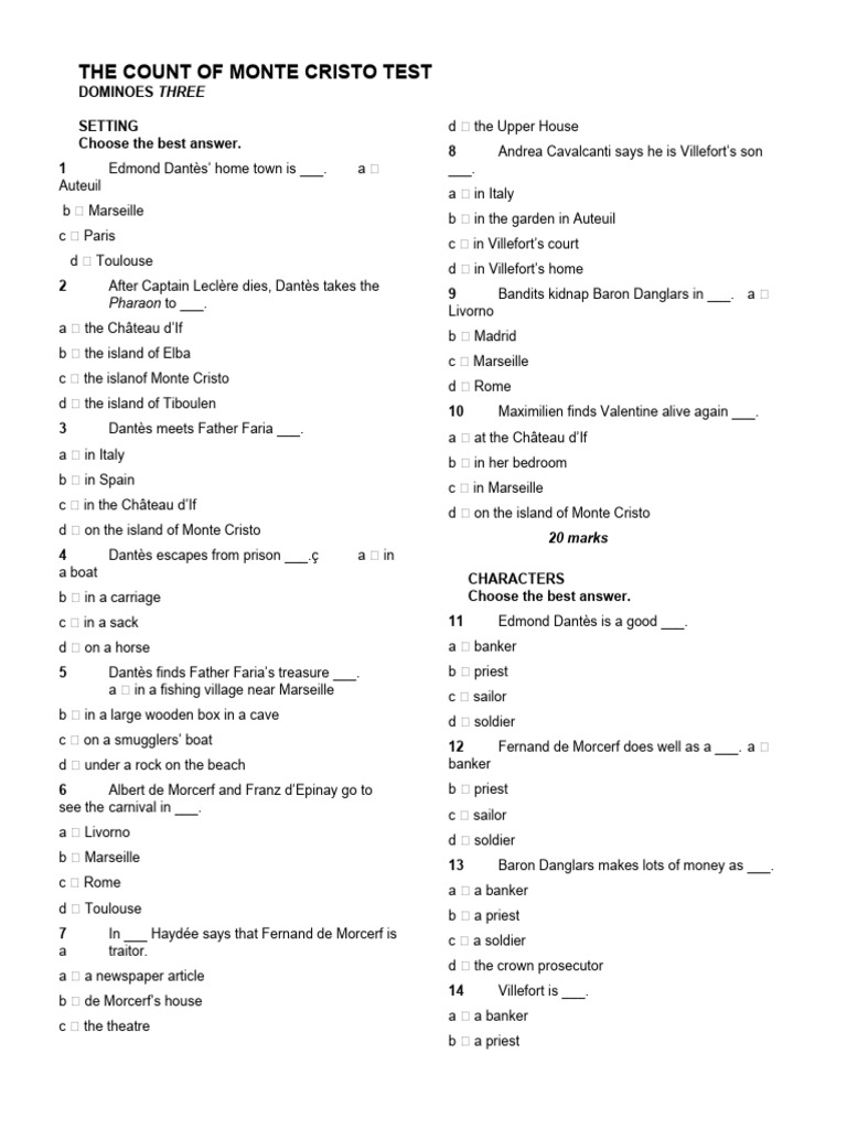 Editable Test Montecristo | PDF | The Count Of Monte Cristo | Edmond Dantès