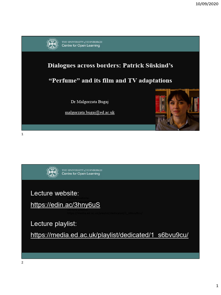 Bugaj Dialogues Across Borders Patrick Suskinds Perfume and Its Film ...