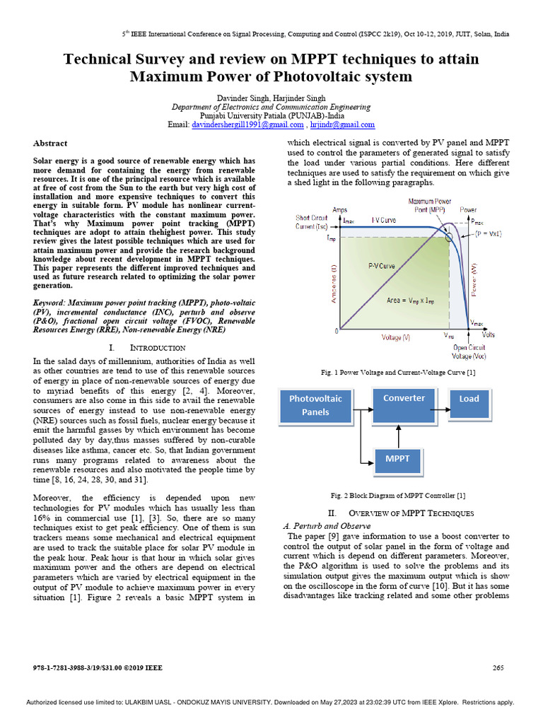 Technical Survey and Review On MPPT Techniques To Attain Maximum Power of Photovoltaic System ...