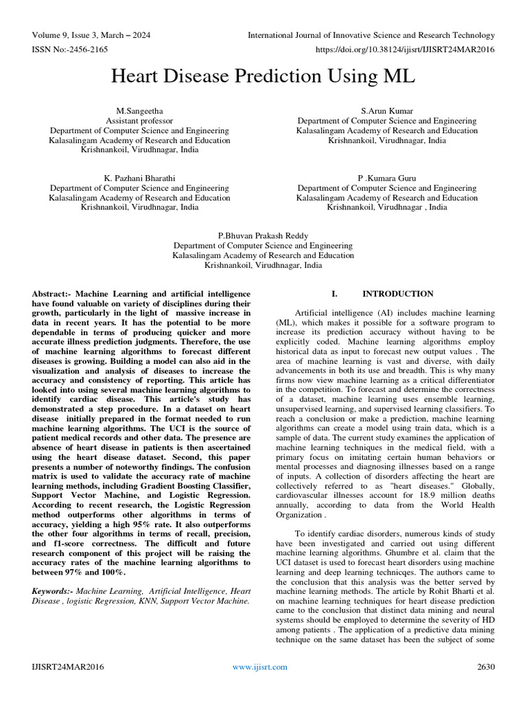 Heart Disease Prediction Using ML | PDF | Machine Learning | Support ...
