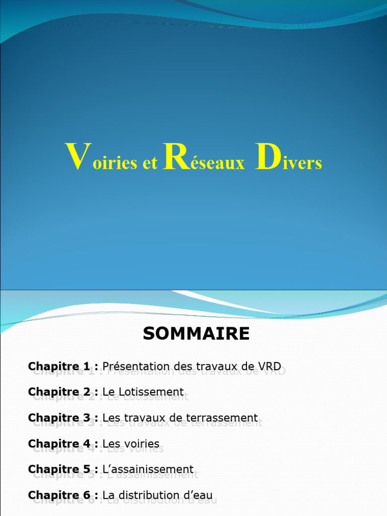 Chapitre I VRD - Introduction | PDF | Assainissement