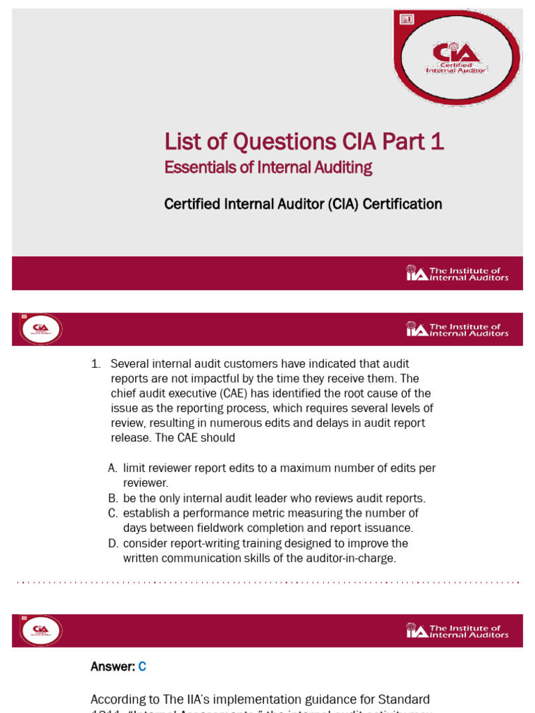CIA Part 1_Mockup Test | PDF | Internal Audit | Audit