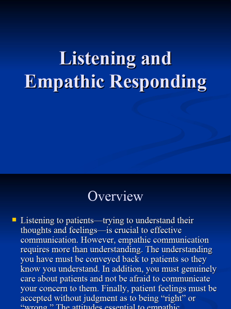 Listening and Empathic Responding | PDF | Empathy | Communication