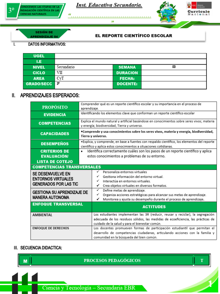C-3º Ses-Act 4 Cyt Und 11 | PDF | Blog | Aprendizaje