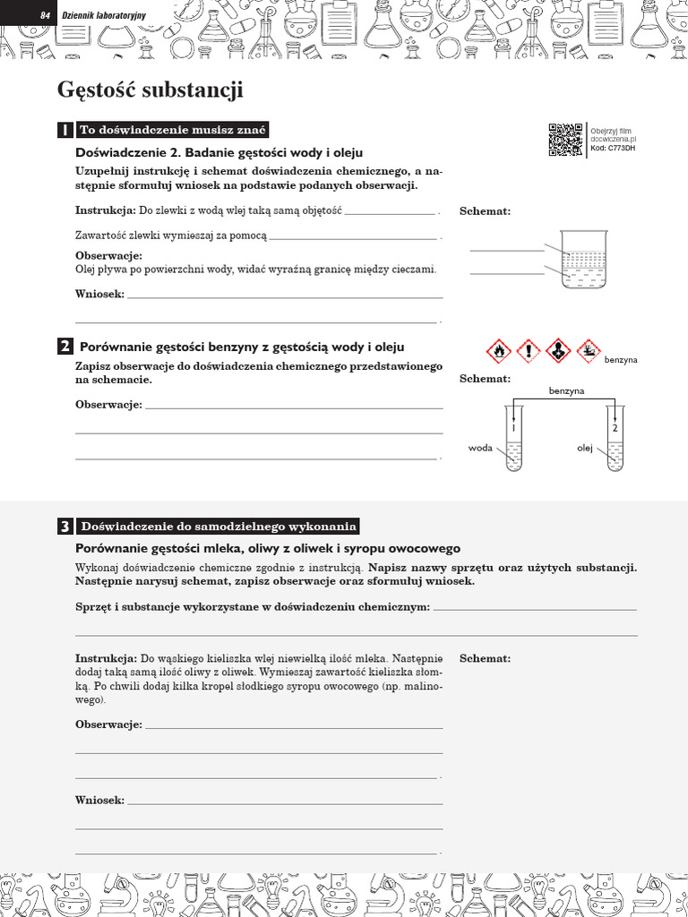 Dziennik Laboratoryjny 2 Gestosc Substancji | PDF