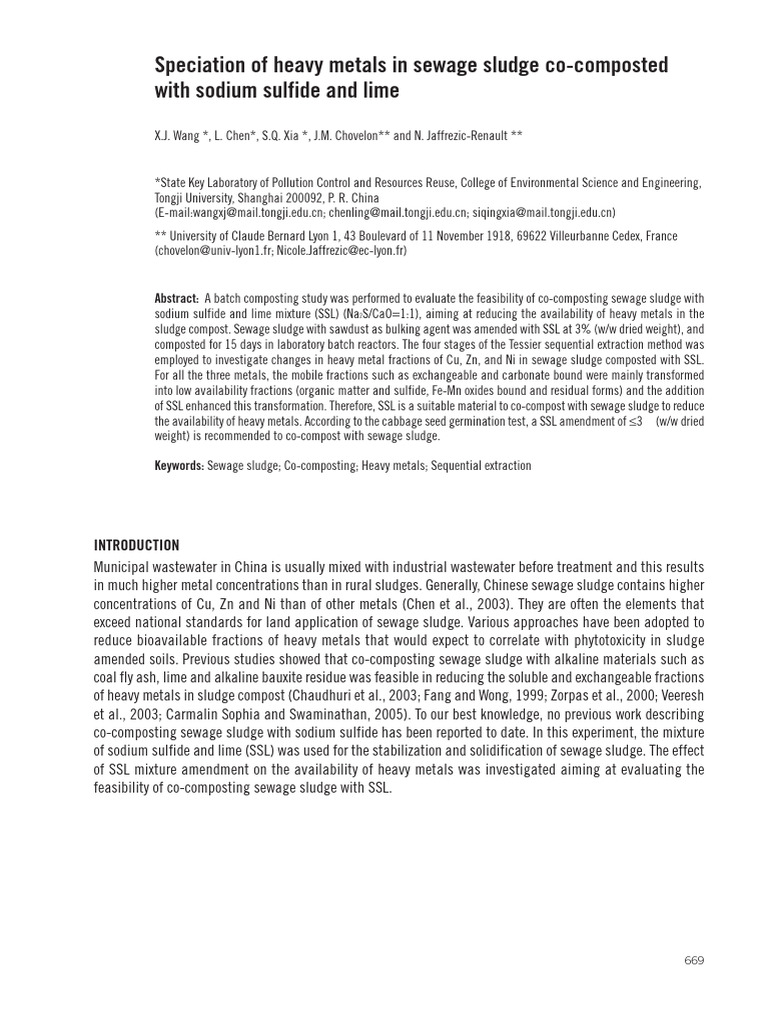 Speciation of Heavy Metals in Sewage Sludge Co-Composted | PDF | Sewage ...
