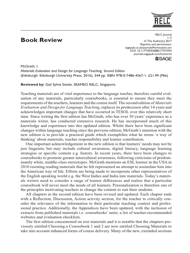 Review of McGrath's Language Teaching Materials | PDF | Teachers | Learning