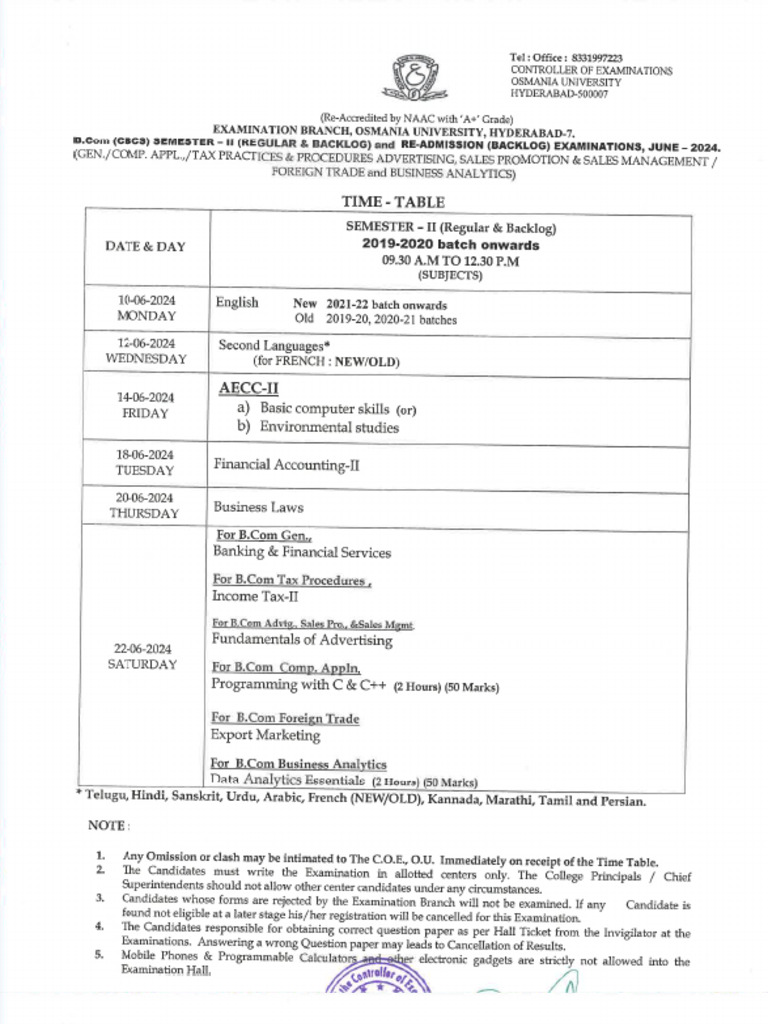 Exam Notifications | PDF