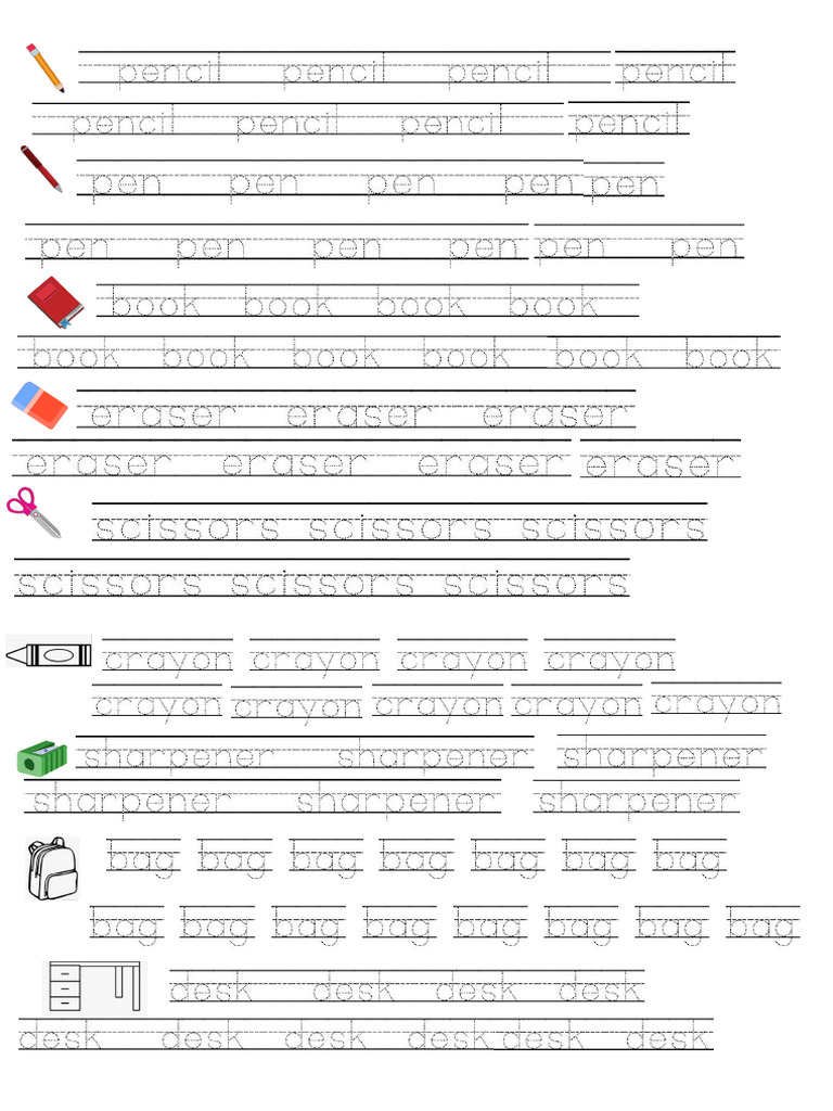 Classroom Tracing Worksheet 1 | PDF