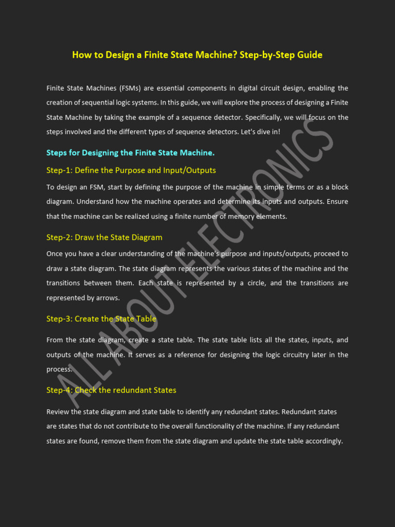 How To Design A Finite State Machine Sequence Detector | PDF | Boolean Algebra | Teaching ...