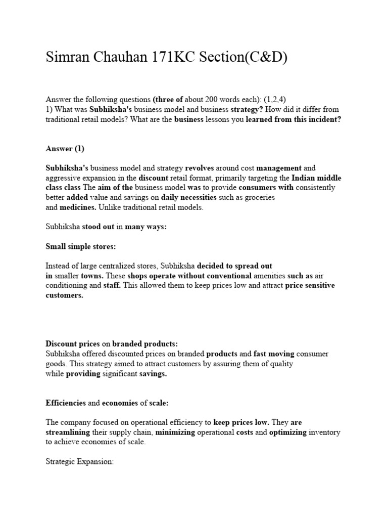 Simran Chauhan 171KC Section | PDF | Retail | Risk Management