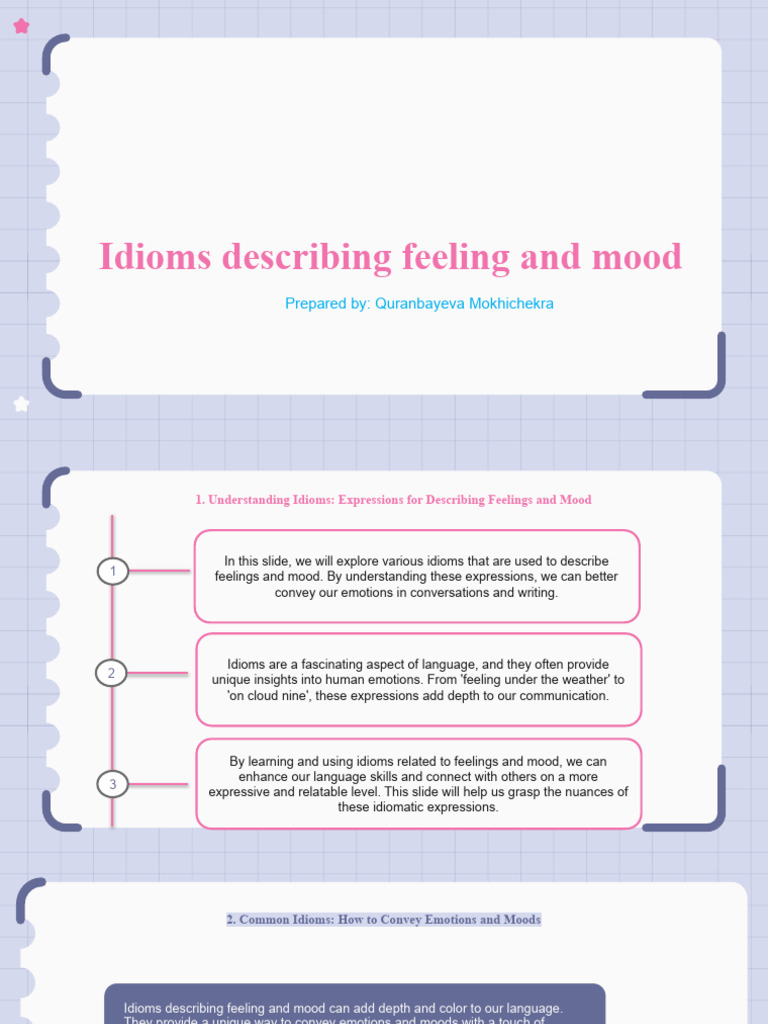 Idioms for Expressing Feelings and Moods | PDF | Feeling | Emotions