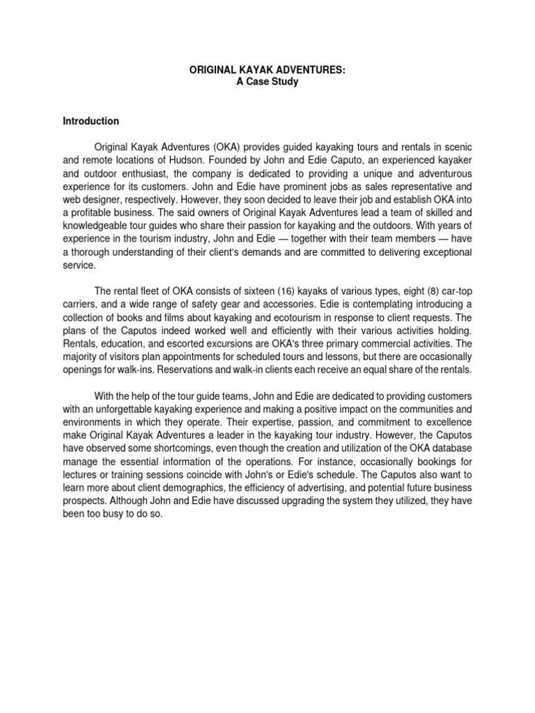 Case Study No 1 ORIGINAL KAYAK ADVENTURES | PDF | Databases | Information Technology