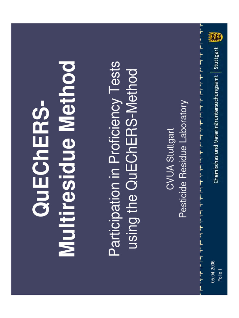 Quechers Participation in Proficiency Tests Using The QuEChERS-Method ...