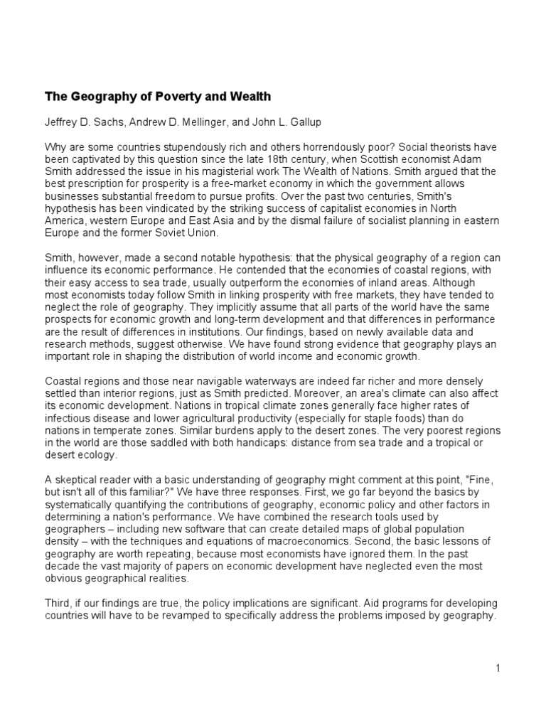 The Geography of Poverty and Wealth | PDF