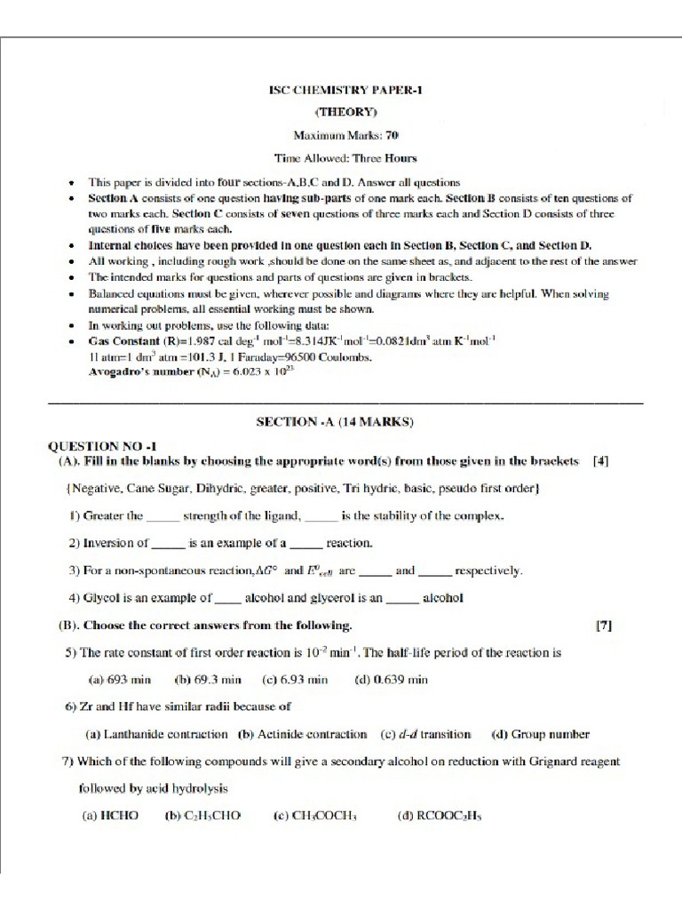 Leaked Chemistry 2024 Paper | PDF