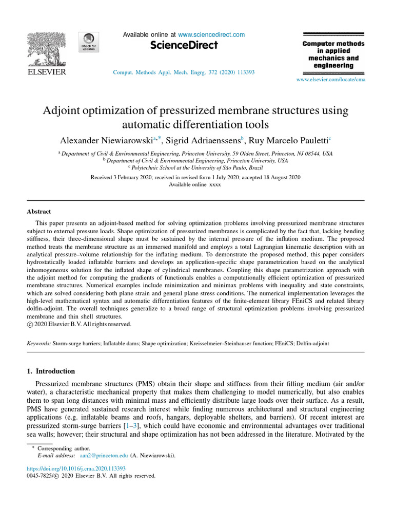 Membrain Structure Optimization External Pressure | PDF | Mathematical Optimization | Tensor