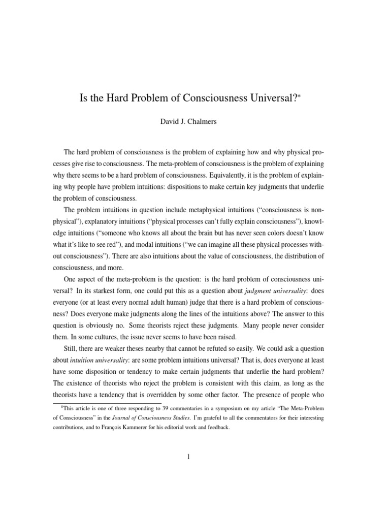 Exploring the Meta-Problem of Consciousness | PDF | Consciousness | Thought