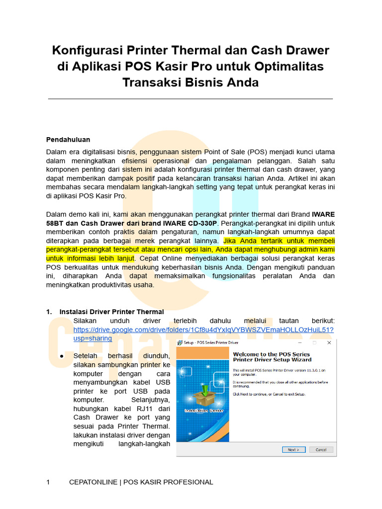 kasirPRO Konfigurasi Printer Thermal Dan Cash Drawer Di Aplikasi POS ...