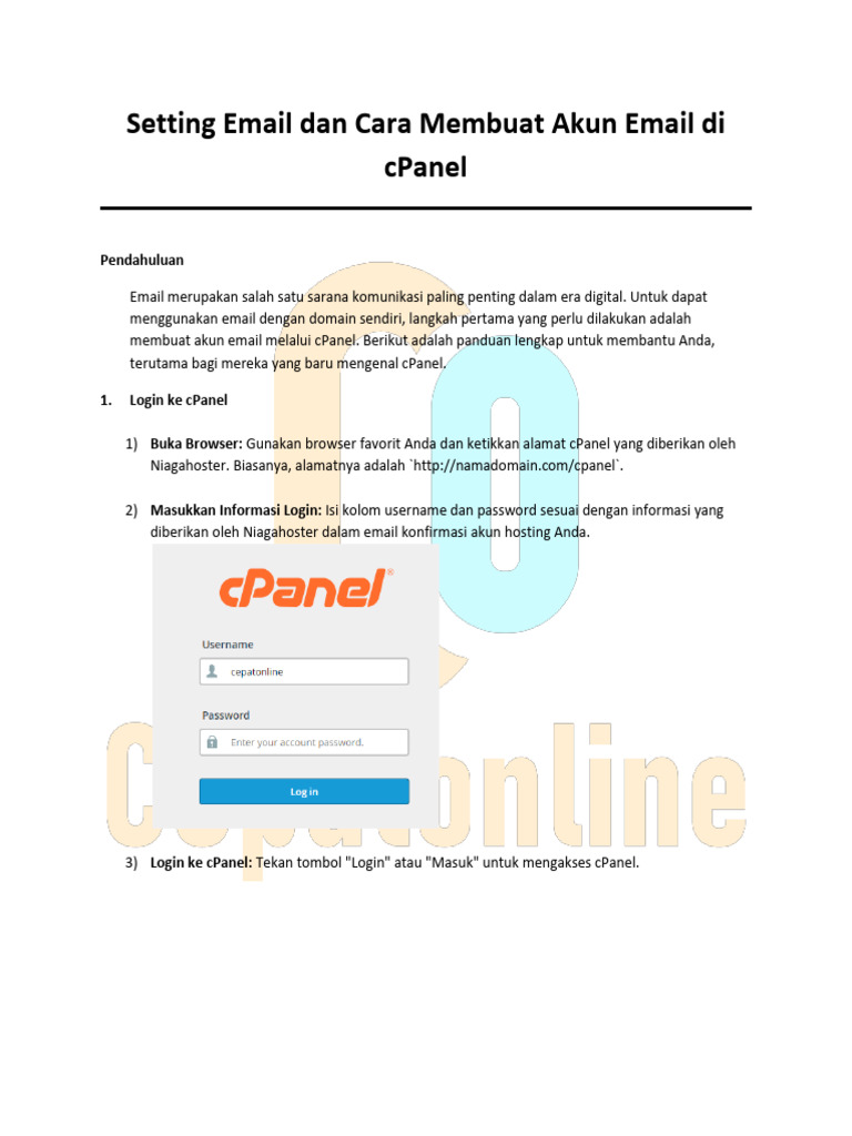 Setting Email Dan Cara Membuat Akun Email Di Cpanel | PDF