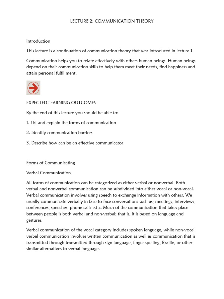 Lecture Two | PDF | Communication | Nonverbal Communication